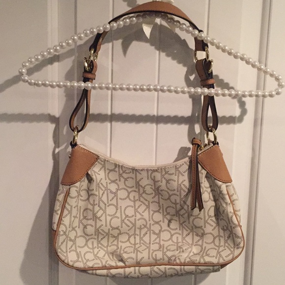 Calvin Klein | Bags | Calvin Klein Small Tan Cream Ck Purse | Poshmark